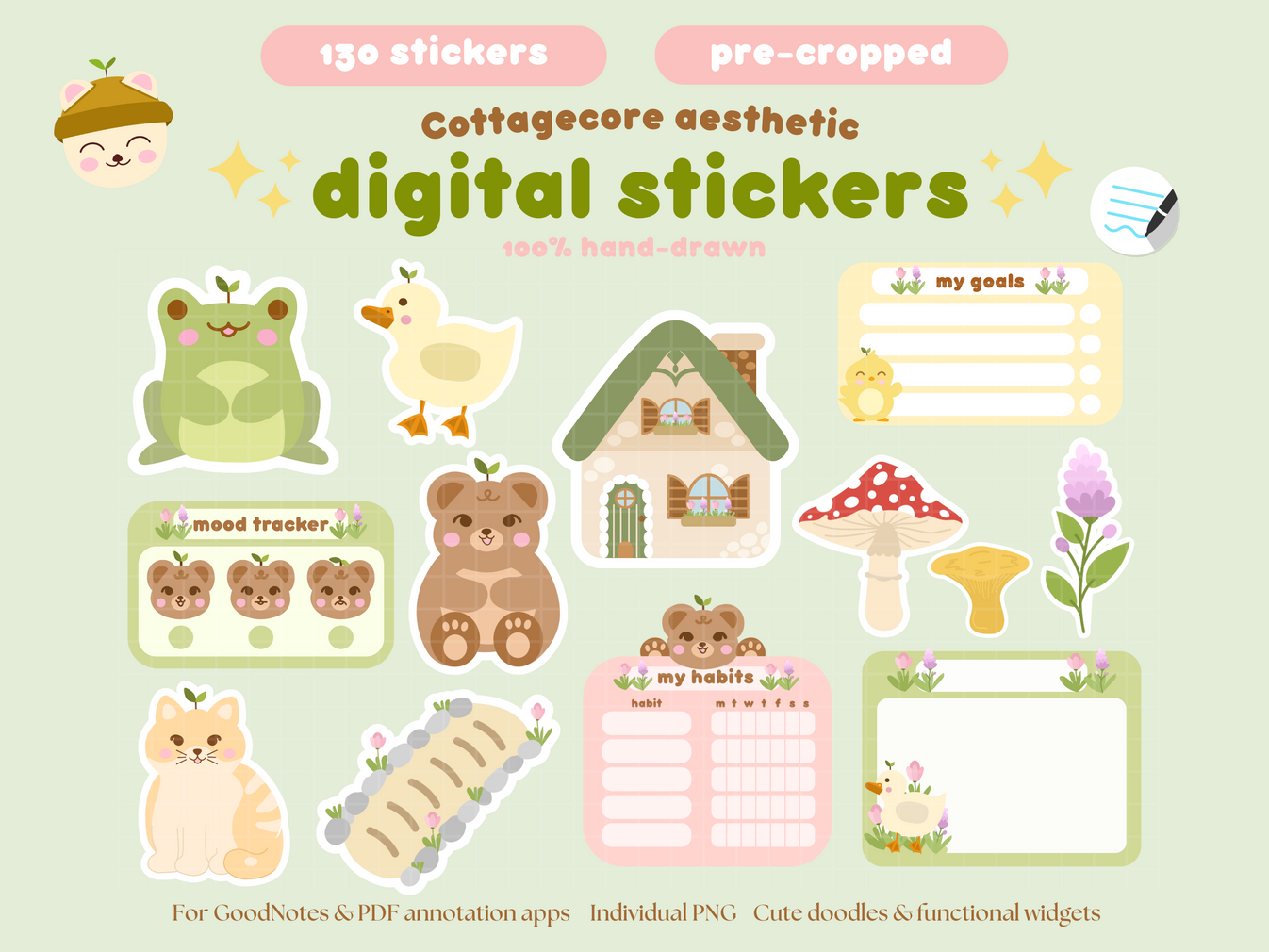 Cottagecore Digital Stickers – Magda Creative Studios