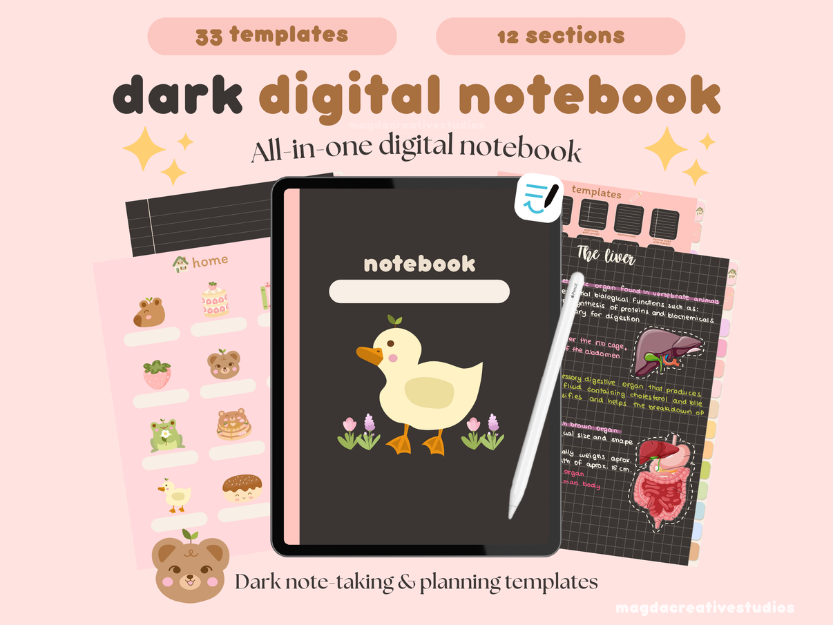 Dark Mode Digital Notebook – Magda Creative Studios