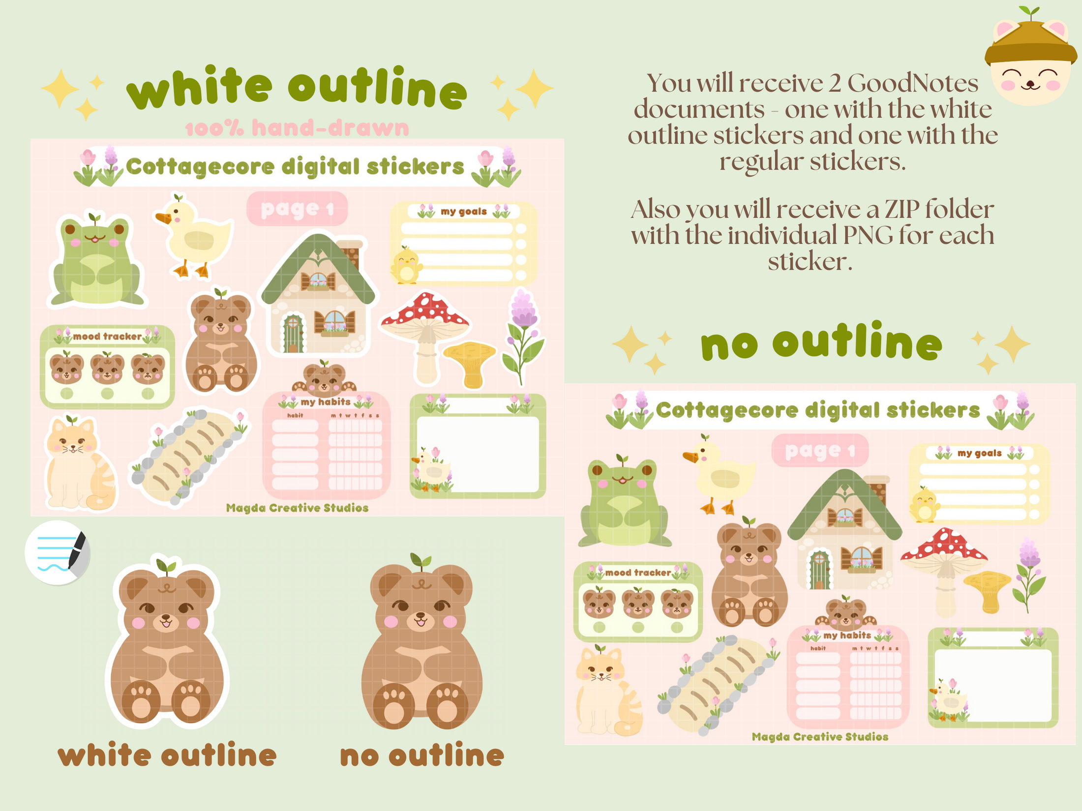 Cottagecore Digital Stickers – Magda Creative Studios